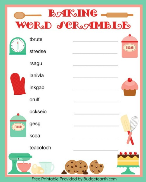 Baking Is Fun Free Printable Games Budget Earth